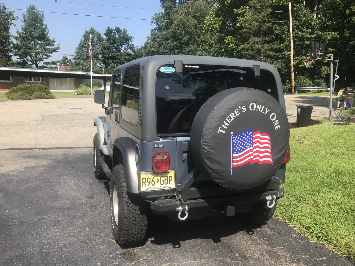 Mopar Jeep Logo Tire Covers In Black Denim With American Flag Theres