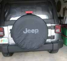 Mopar Jeep Logo Tire Cover in Black Denim with Gray Jeep Logo for 32 ...