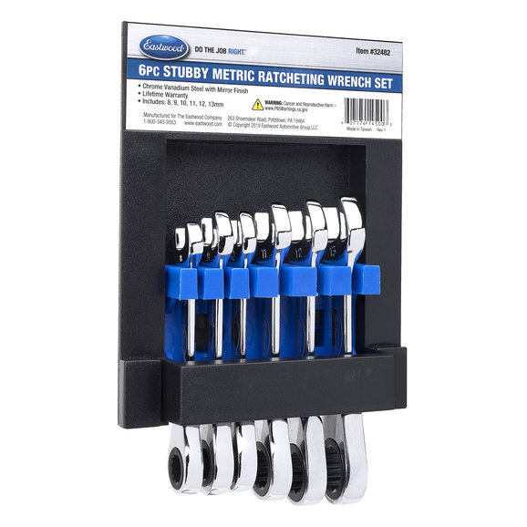 Eastwood 32482 6pc Stubby MM Ratcheting Wrench Set | Quadratec