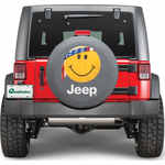 Mopar Jeep Logo Tire Covers in Black Denim with Smiley Face | Quadratec