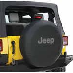 Mopar Jeep Logo Tire Cover in Black Denim with Gray Jeep Logo for 32 ...