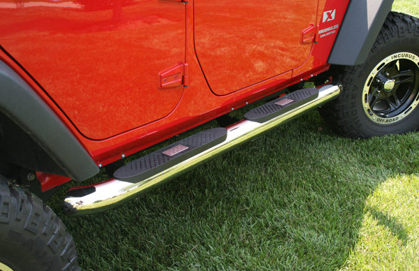 Rugged Ridge 11593.10 4" Round Stainless Steel Side Steps for 07-18 ...