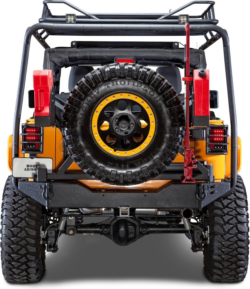 Body Armor High Clearance Rear Bumper with Swing Out Tire Carrier for ...