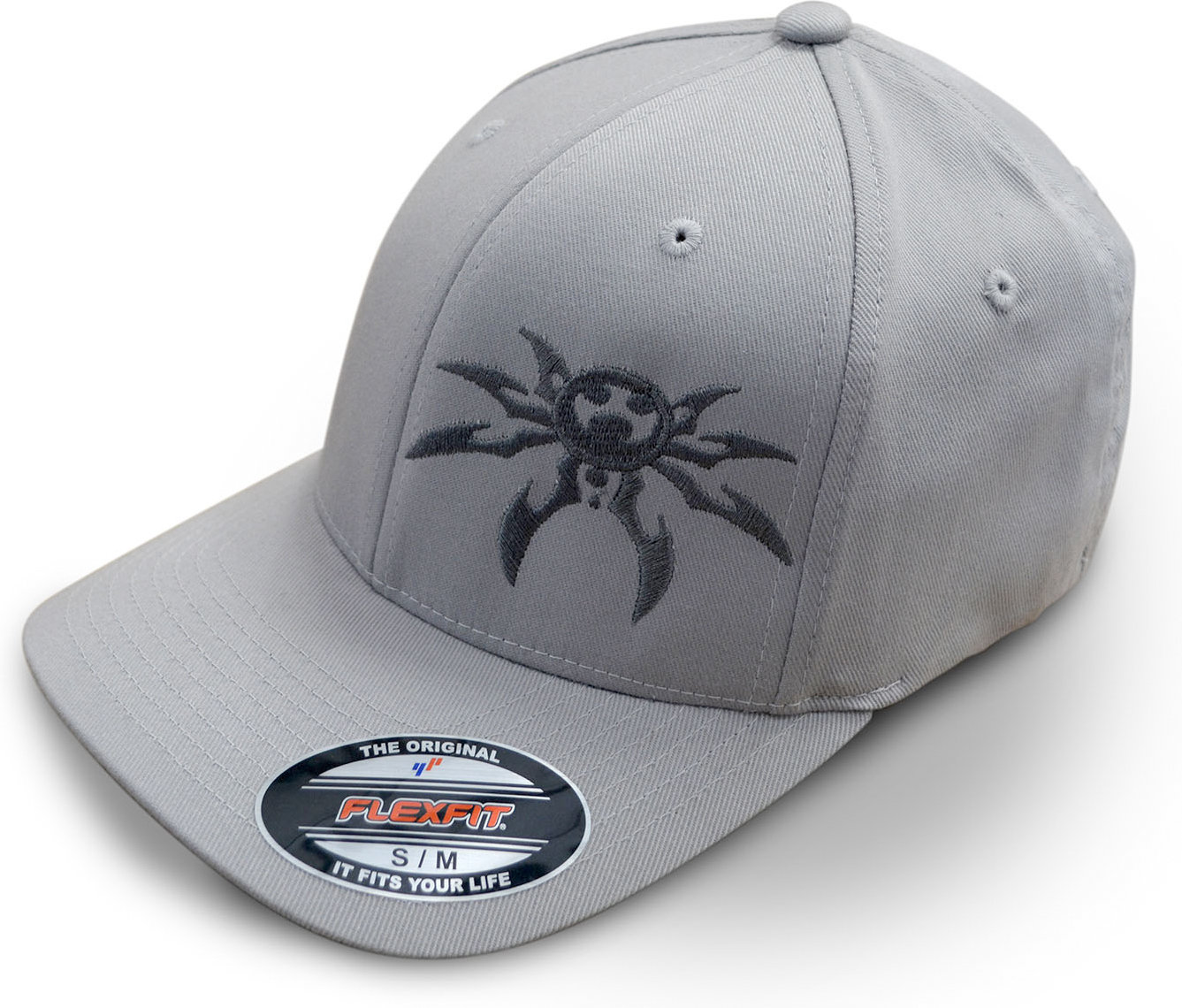 Poison Spyder "Spyder" Logo FlexFit Ball Cap in Light Gray | Quadratec