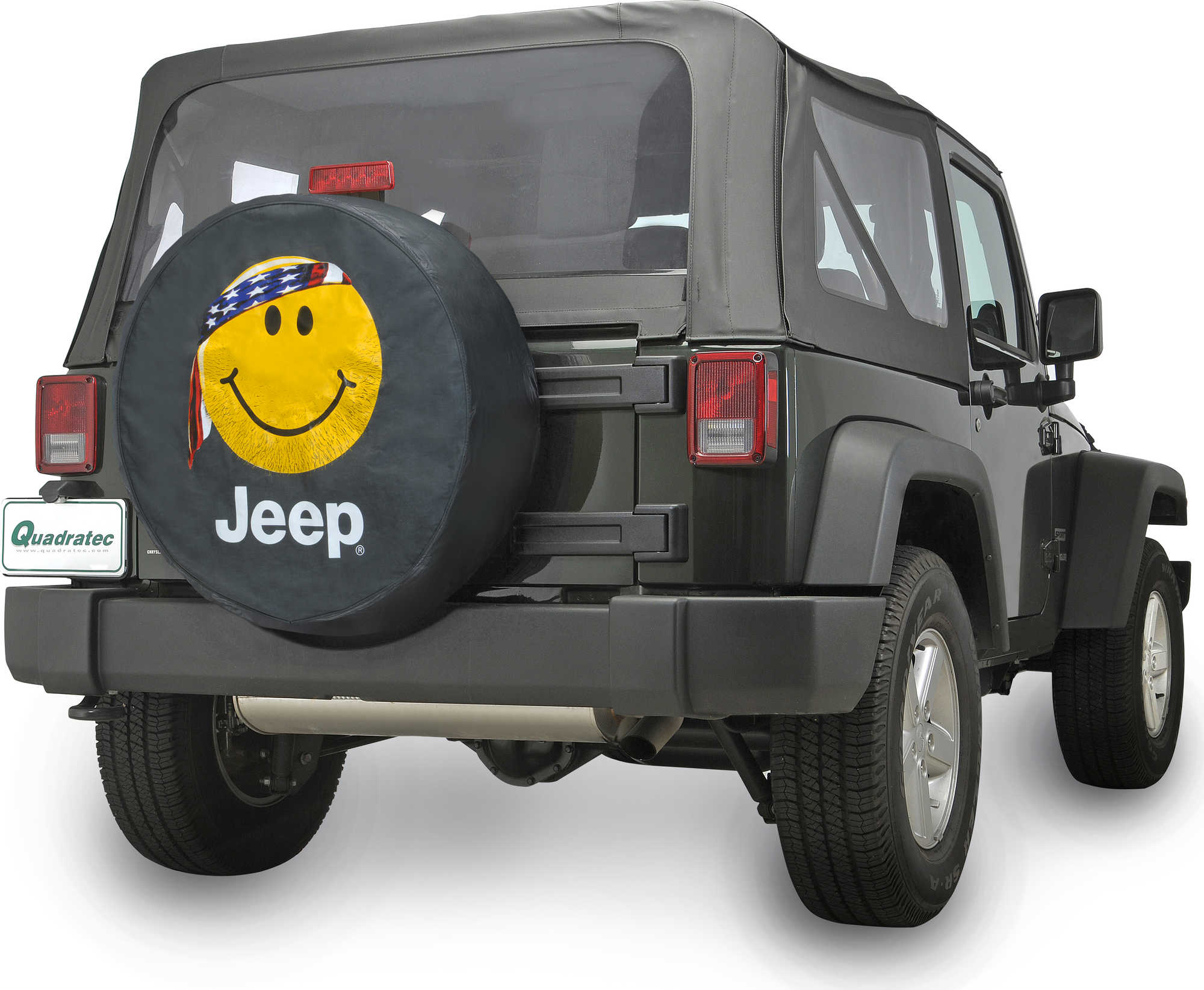 Mopar Jeep Logo Tire Covers In Black Denim With Smiley Face Quadratec