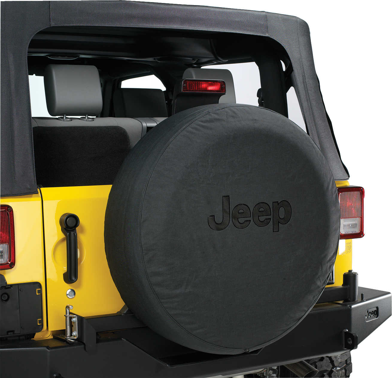 Mopar Black Denim Jeep Logo Tire Cover with Black Jeep Logo | Quadratec