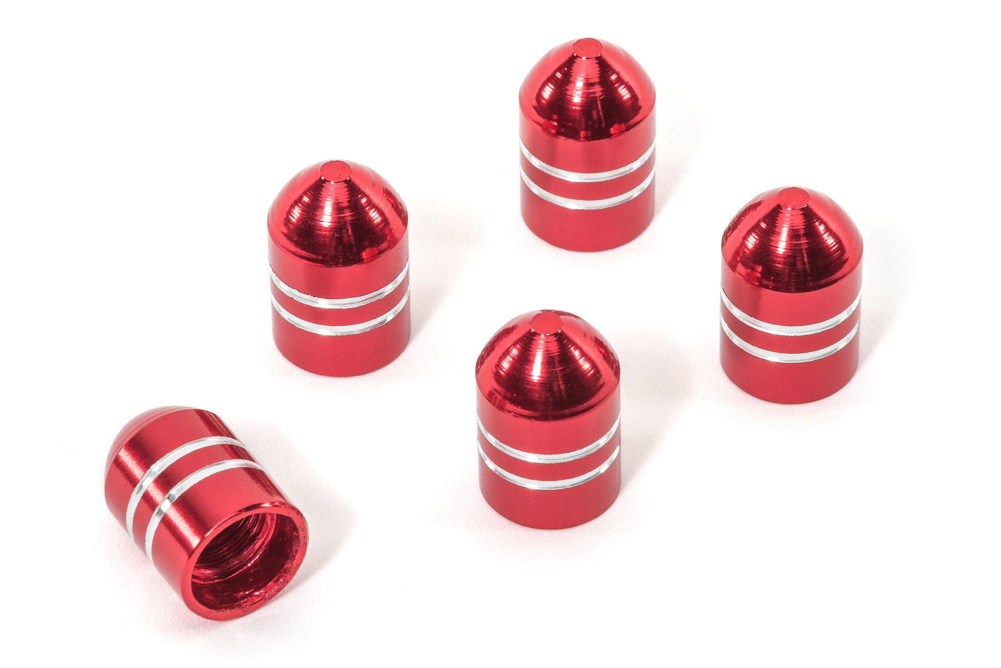 Alloy USA 11291 Aluminum Valve Stem Caps in Red | Quadratec