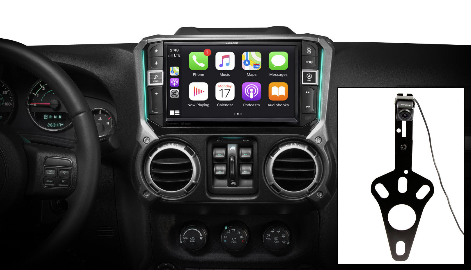 Alpine X409-WRA-JK 9in Dash Restyle System with HCE-RCAM-WRA Rear ...