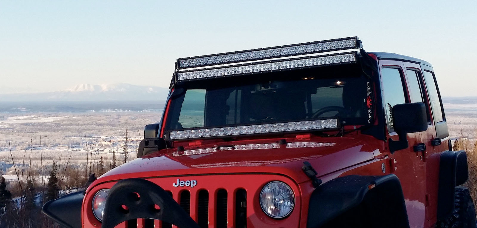 Poison Spyder 45-28-E50 50" Steel Dual Windshield LED Light Bar Mount ...