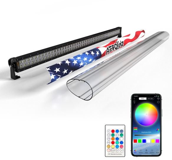 Aerolidz 52" RGB Chasing LED Light Bar, Cover, & Insert Combo With ...