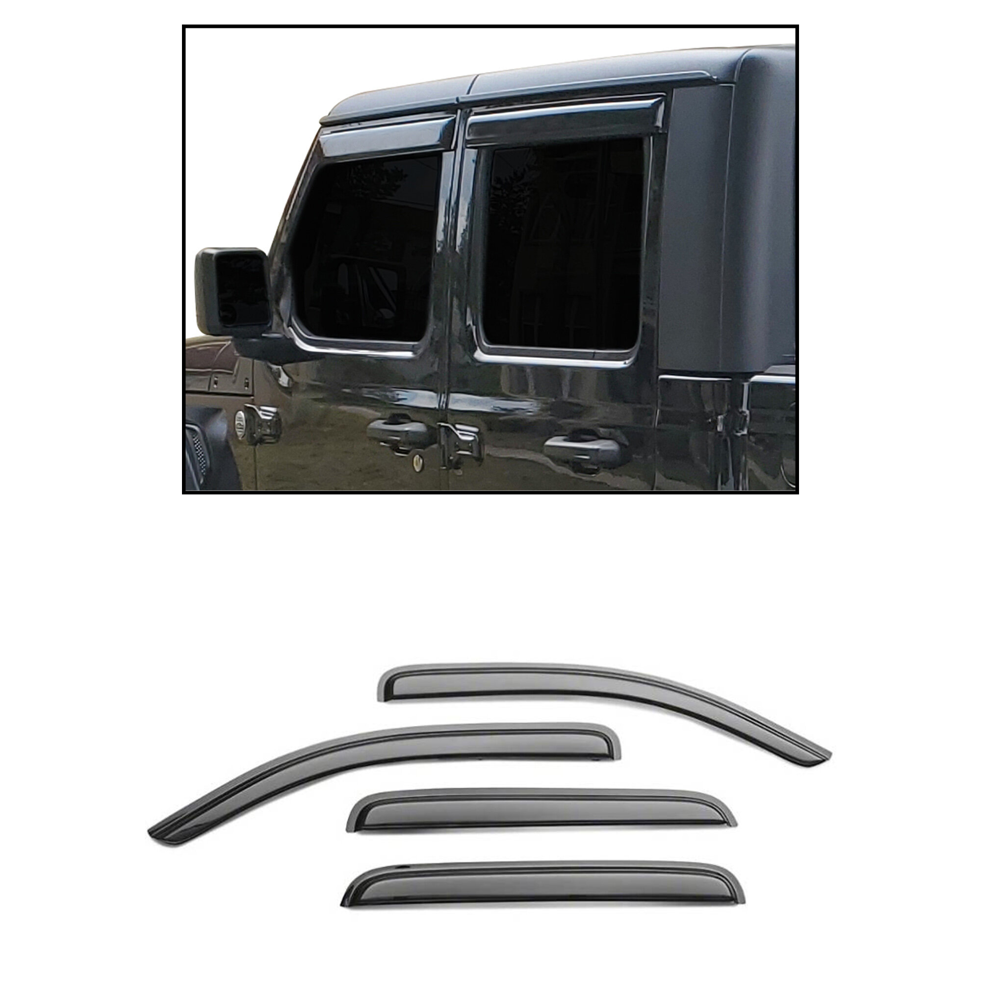 Black Horse Off Road 140340 Rain Guards in Smoke for 18-24 Jeep ...