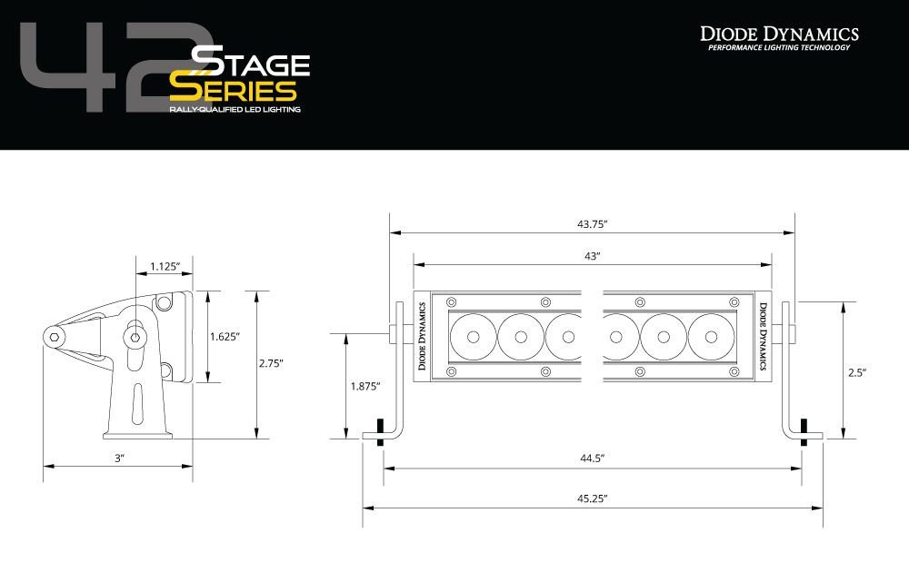 Diode Dynamics 42" Stage Series Straight LED Light Bar Single Row ...