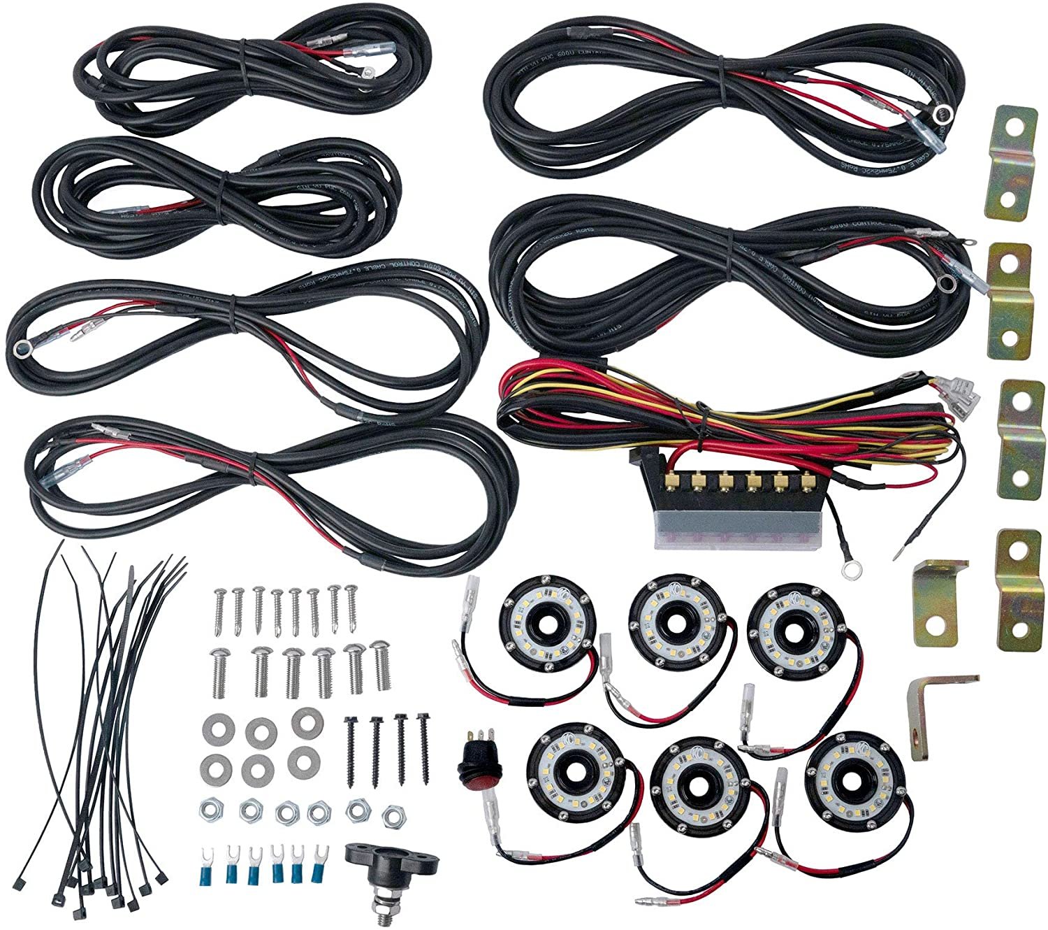 KC HiLiTES Cyclone LED 6 Light Universal Rock Light Kit in Green Flood ...
