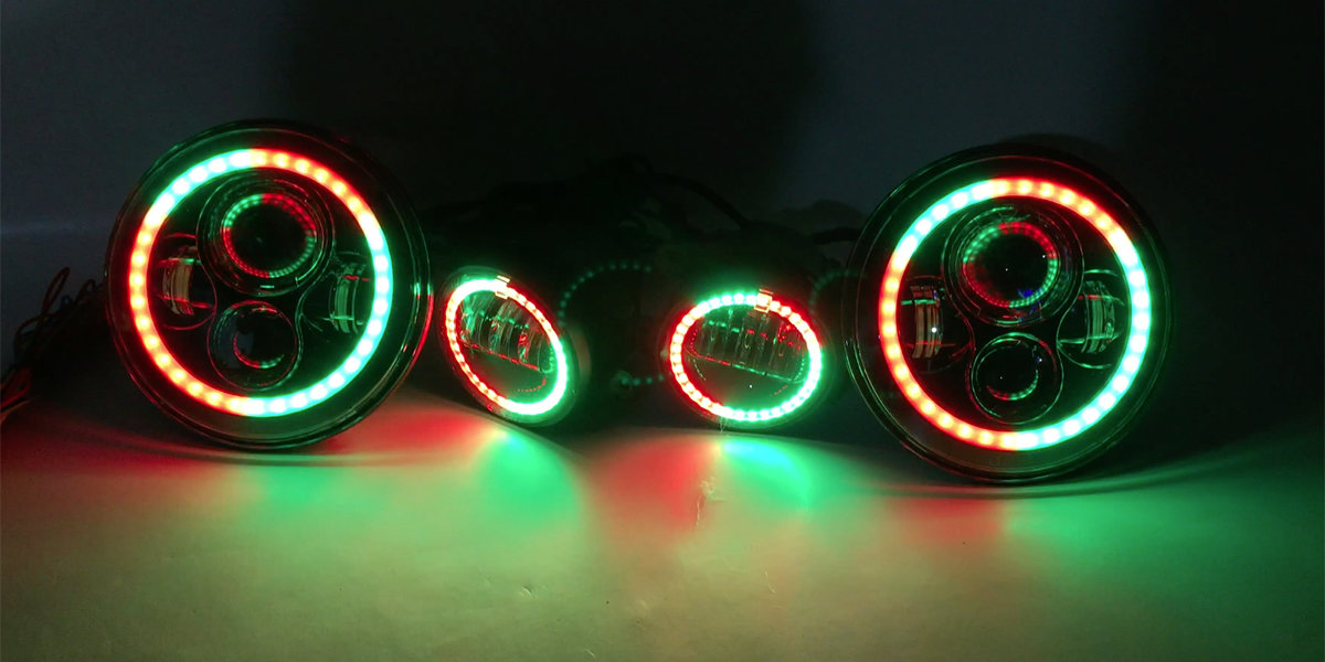 Quake LED QTE781 Tempest Halo RGB 7" LED Headlights with 4" HD Fog ...