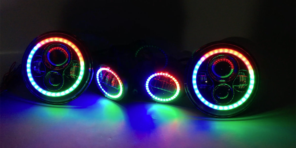 Quake LED QTE781 Tempest Halo RGB 7" LED Headlights with 4" HD Fog ...